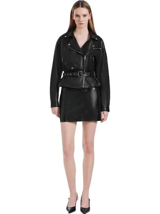 Rudsak Arielle Leather Biker Jacket - Black