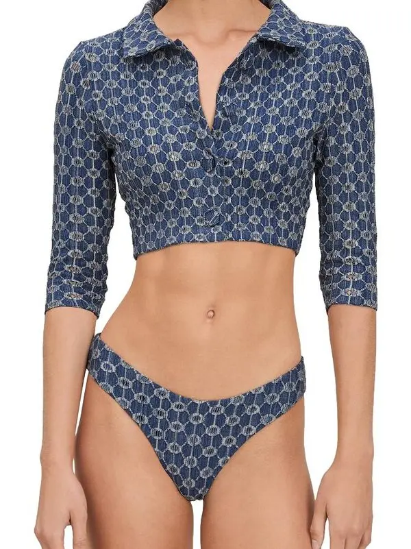 Devon Windsor Lila Fitted Cropped Jacket - Denim