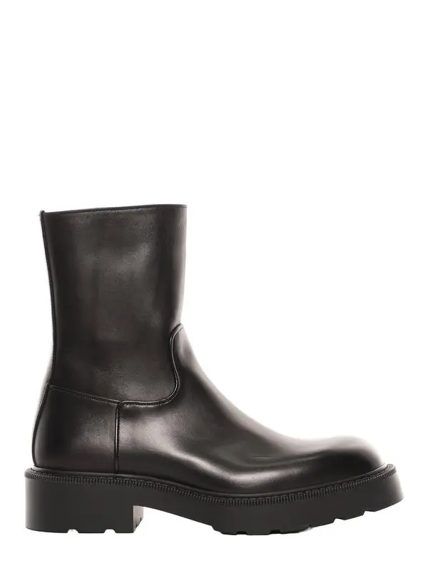 THE ROW Nobilis Leather Ankle Boots - Black