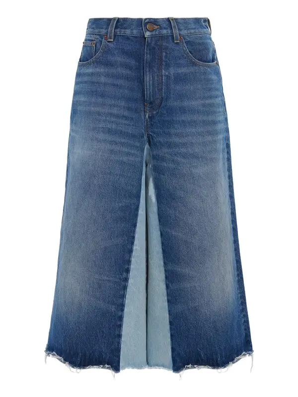 Chloé Patchwork Denim Bermuda Shorts - Blue