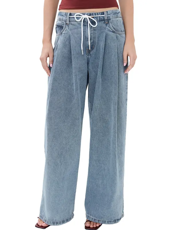Lioness Slouched Wide Leg Trousers - Washed Blue