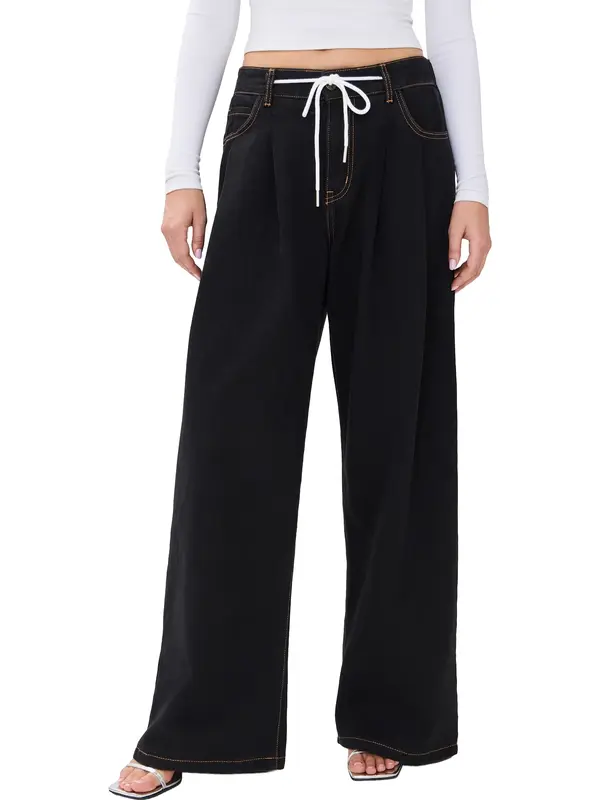 Lioness Slouched Tie-up Pants - Onyx