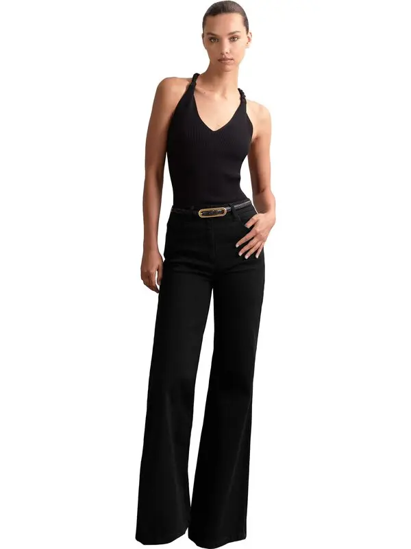 REISS Bonnie Mid-rise Flared Jeans - Black