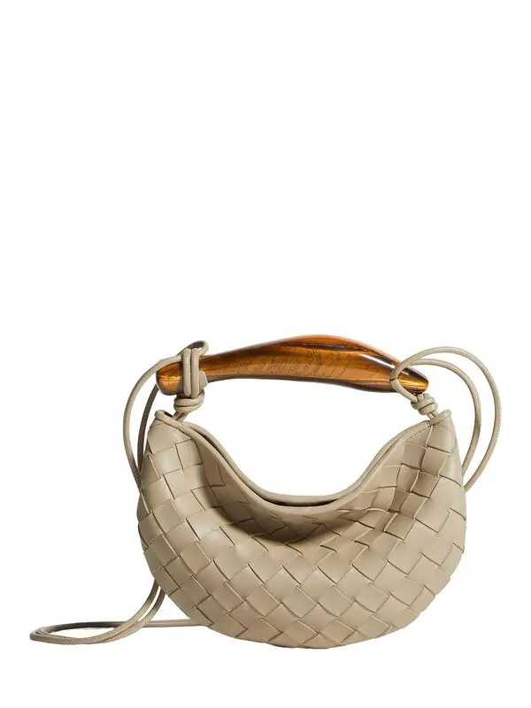 BOTTEGA  VENETA Baby Sardine Intrecciato Cross-body Bag With Tiger Eye Stone Handle - Ecru