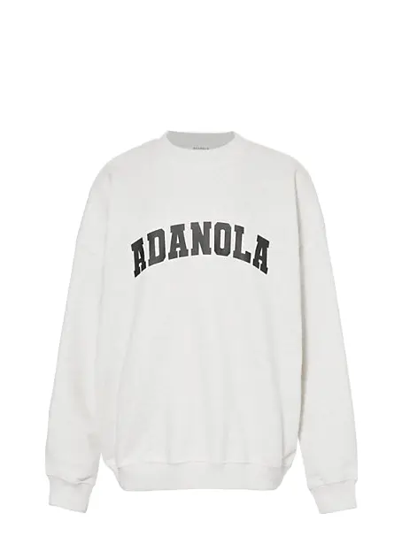ADANOLA Oversized Crewneck Fleece Sweatshirt - Light Grey Melange/black