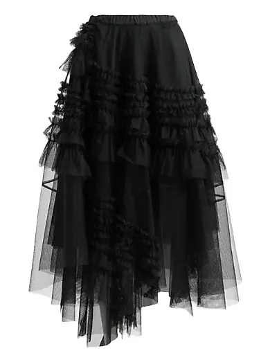 ALLSAINTS Jen Asymmetric-hem Tulle Midi Skirt - Black