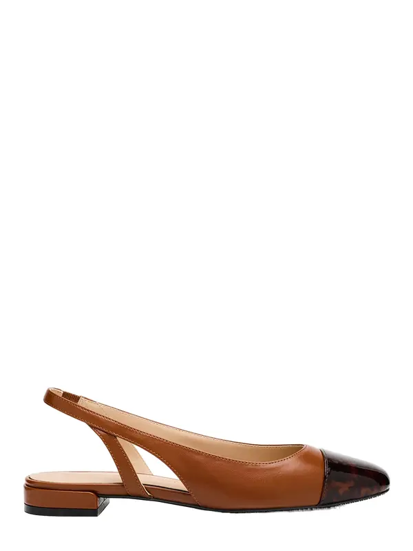 STUART WEITZMAN Sleek Leather Ballerina Flats - Bridle Brown/dark Br