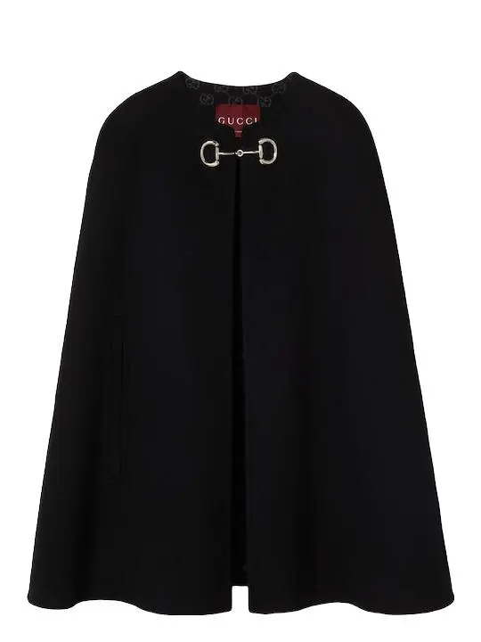 Gucci Wool And Silk Horsebit Cape - Black