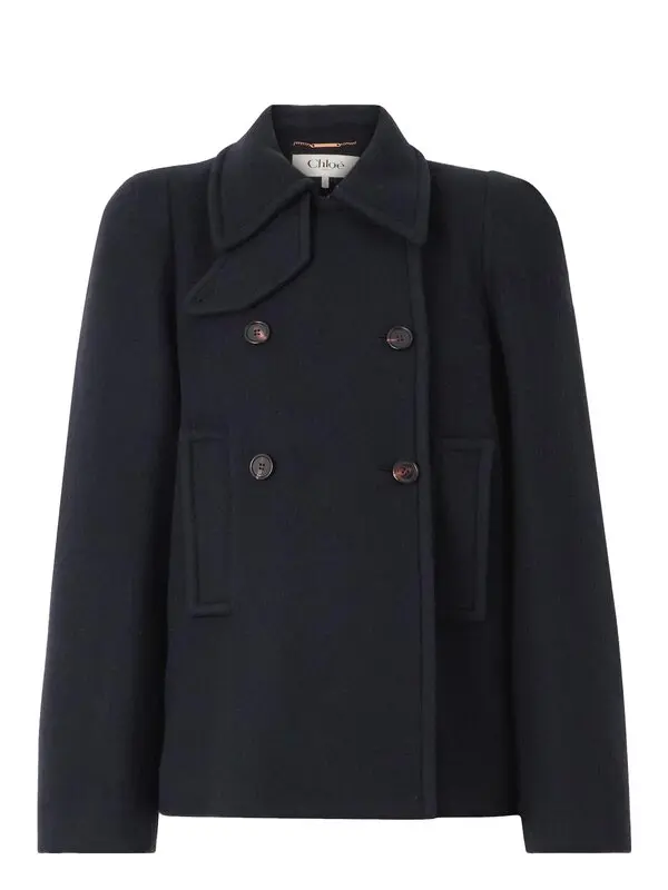 Chloé Double-breasted Wool-blend Coat - Blue