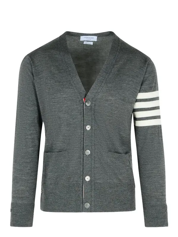 Thom Browne 4-bar Virgin Wool Cardigan - Grey