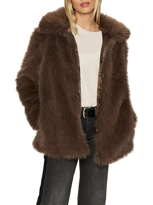 Sanctuary Carmen Faux Fur Coat - Morel
