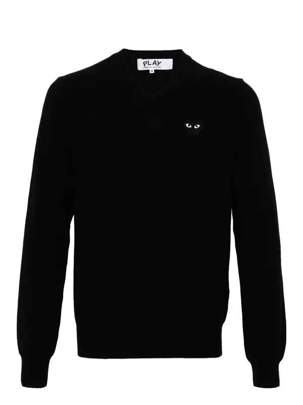 Play Comme Des Garcon Heart-patch Wool Jumper - Black