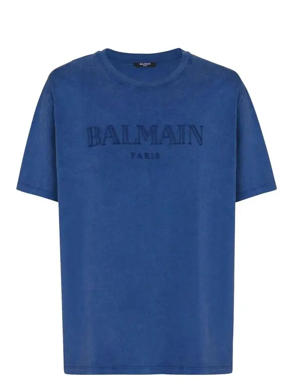 Balmain Vintage-logo-print T-shirt - Blue