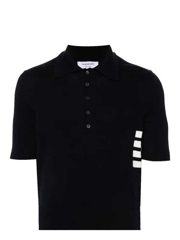 Thom Browne 4-bar Knitted Polo Shirt - Blue