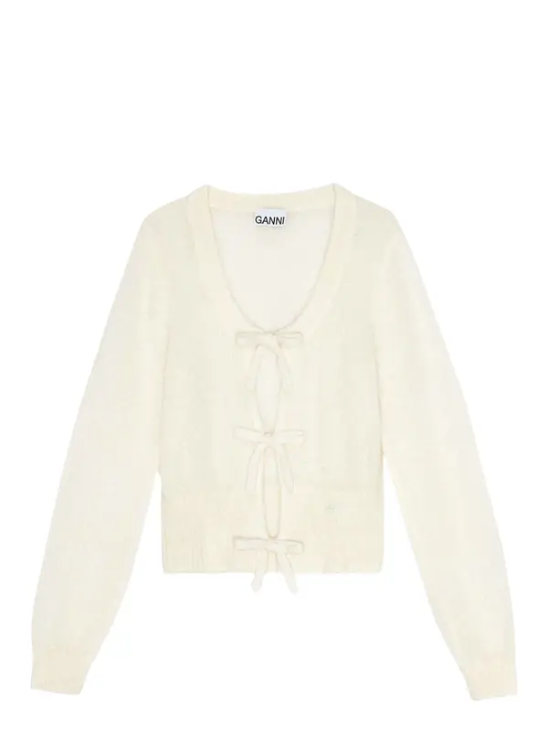 GANNI Bow Detailing Cardigan - Neutrals