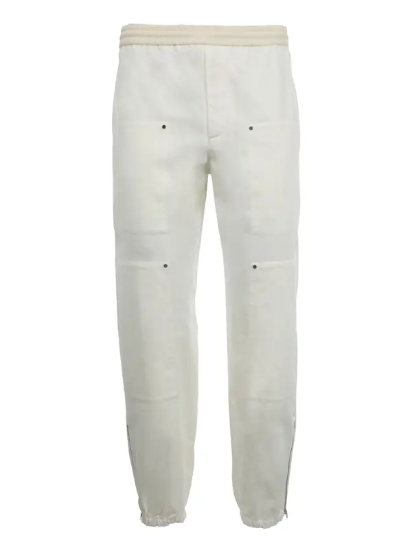 Moncler Logo-embroidered Trousers - White