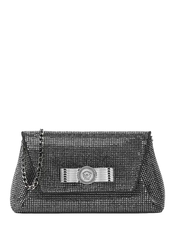 Versace Ribbon Crystal Clutch - Black