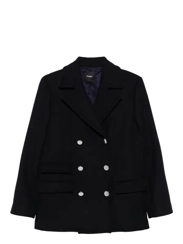Theory Felted-finish Pea Coat - Blue
