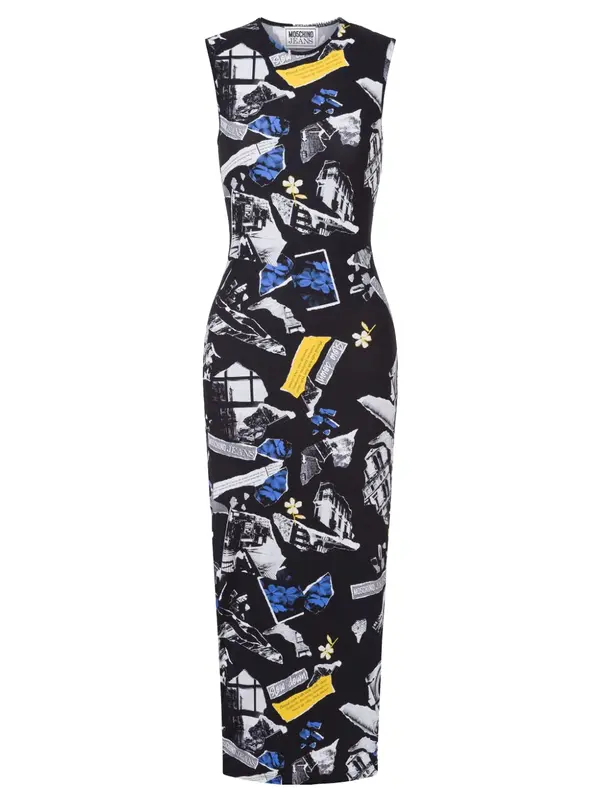 Moschino Printed Midi Dress - Black