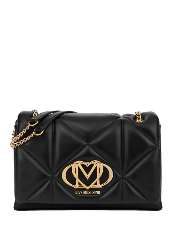 Moschino Logo-plaque Quilted Crossbody Bag - Black