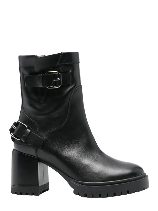 Casadei 80mm Leather Biker Boots - Black