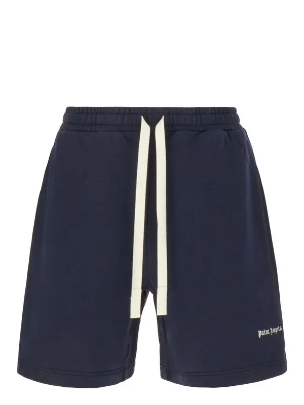 Palm Angels Logo-embroidered Bermuda Shorts - Blue