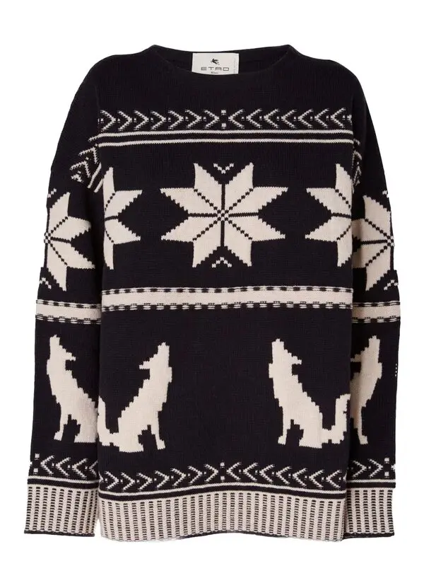 Etro Fair Isle Virgin Wool Sweater - Black