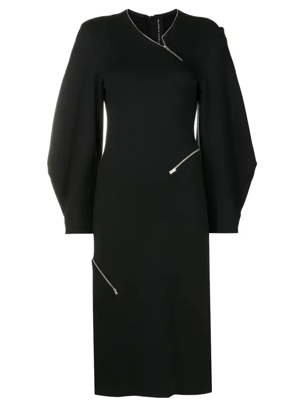 GLORIA COELHO Zip-detailed Midi Dress - Black