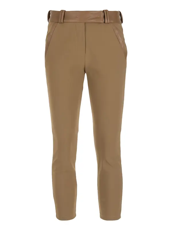 GLORIA COELHO Faux-leather Detail Trousers - Brown