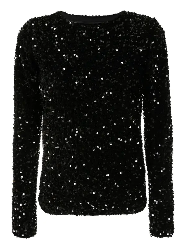 GLORIA COELHO Sequin-embellished Top - Black