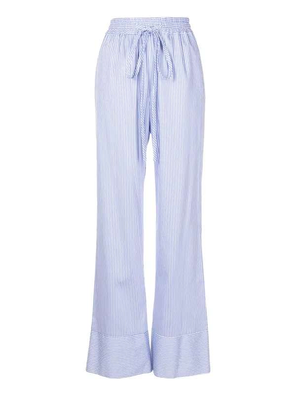 GLORIA COELHO X Isabella Fiorentino Striped Cotton Trousers - Blue
