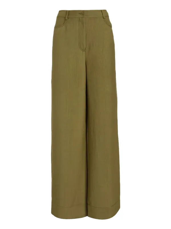 Alberta Ferretti Button-fastening Palazzo Trousers - Green