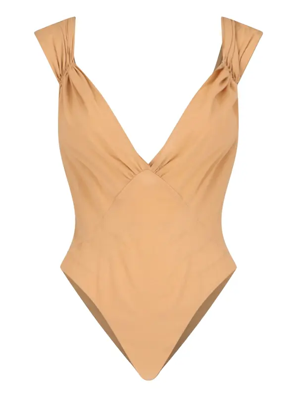 Saint Laurent Cross-back Silk Bodysuit - Neutrals