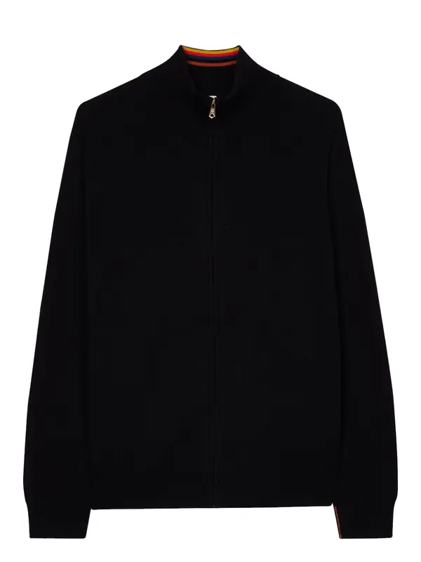 Paul Smith Cashmere Zip-up Cardigan - Black