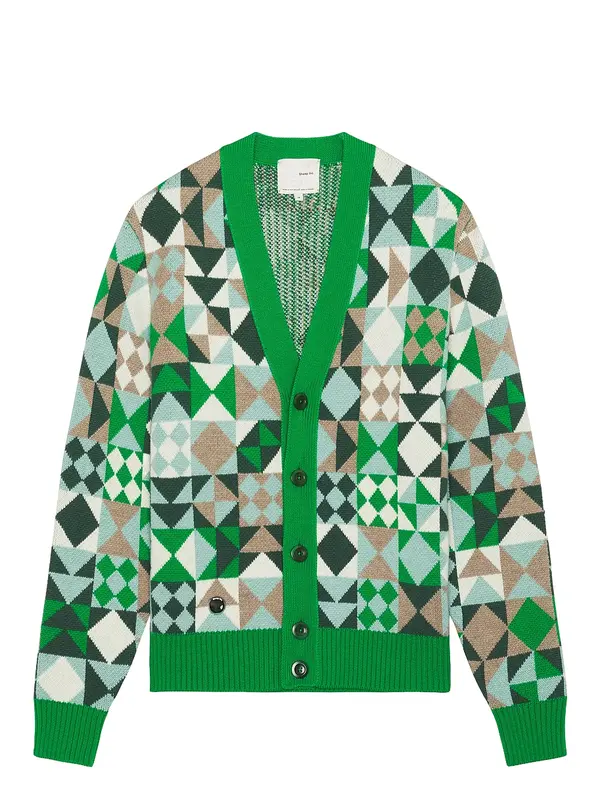 SHEEP INC. The Patchwork Cardigan - Bottle Green