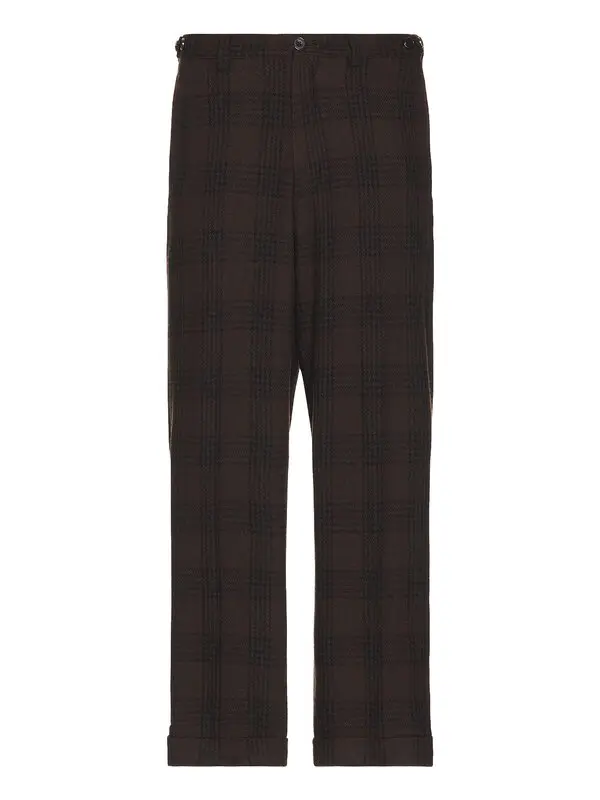 BEAMS Ivy Trousers Wide Recycle Wool Plaid - Brown