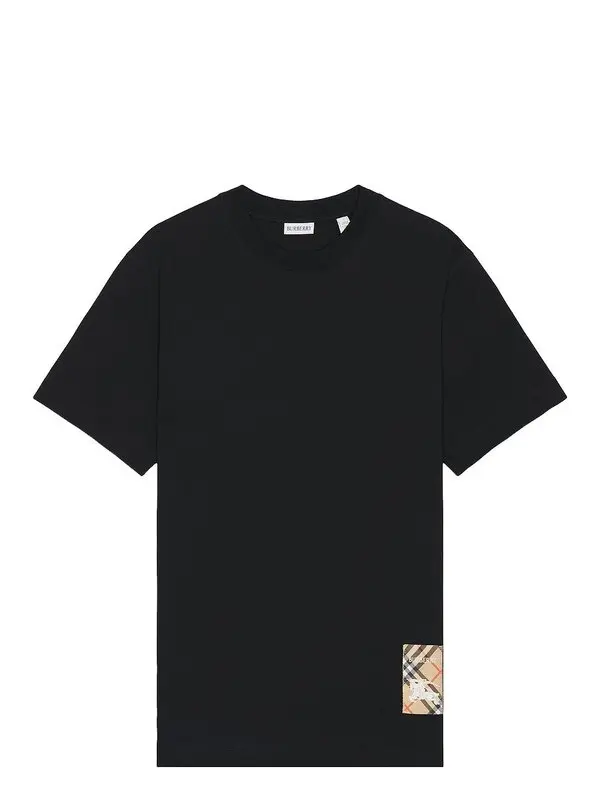 Burberry T-shirt With Check Label - Black