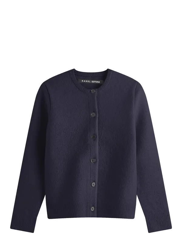 KASSL EDITIONS Slim Boiled Wool Cardigan - Navy