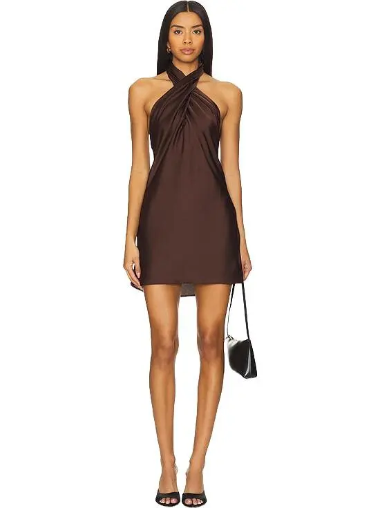 Show Me Your Mumu Jasmine Mini Dress - Chocolate Luxe Satin