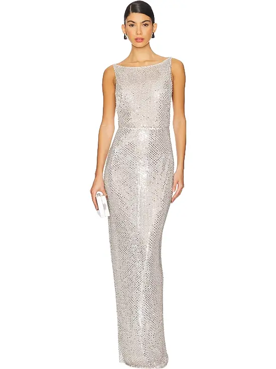 Retrofete Asha Sequin Embellished Gown - White