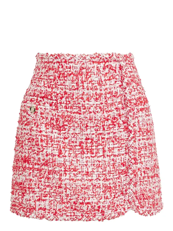 Sandro Wrap-effect Metallic Tweed Mini Skirt - Red
