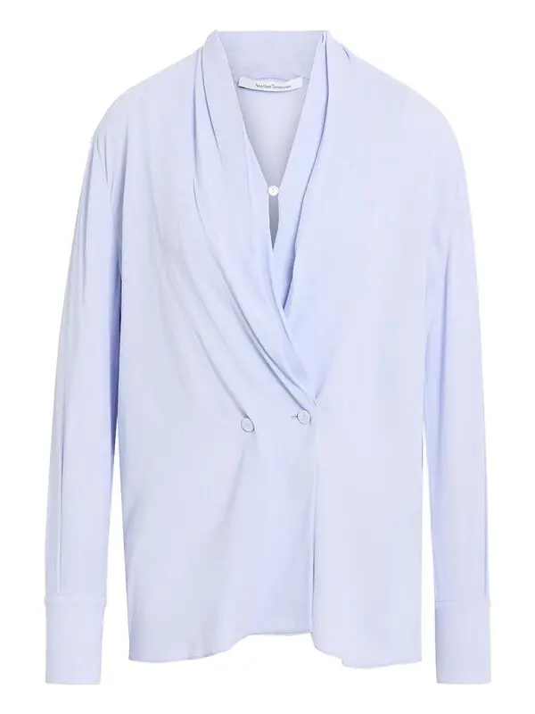 Another Tomorrow Draped Crepe Blouse - Lilac