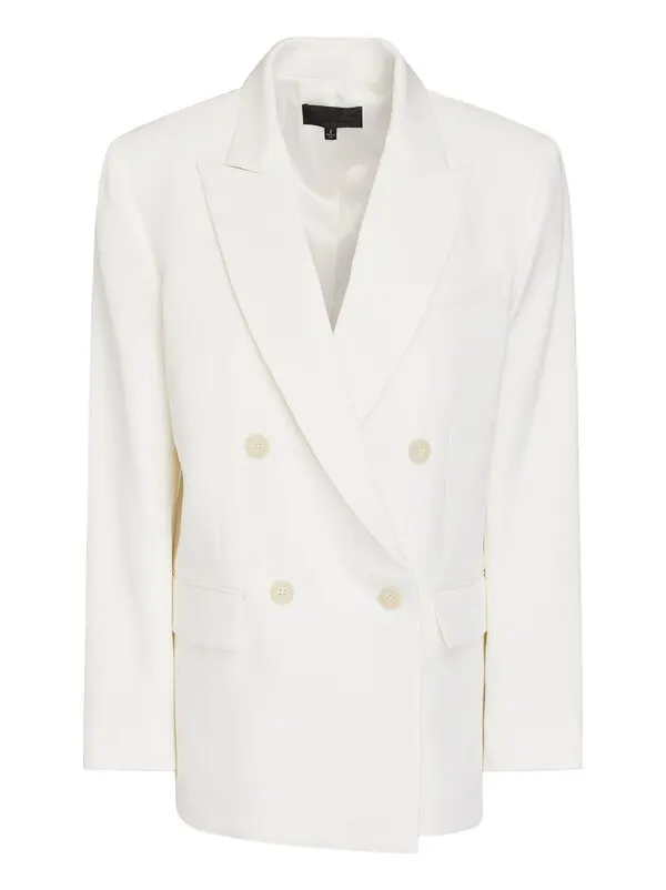 NILI LOTAN Grain De Poudre Wool Double-breasted Blazer - Ivory
