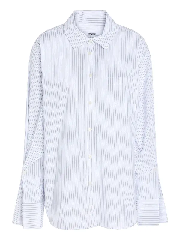 Derek Lam 10 Crosby Wesley Striped Cotton-poplin Shirt - Navy