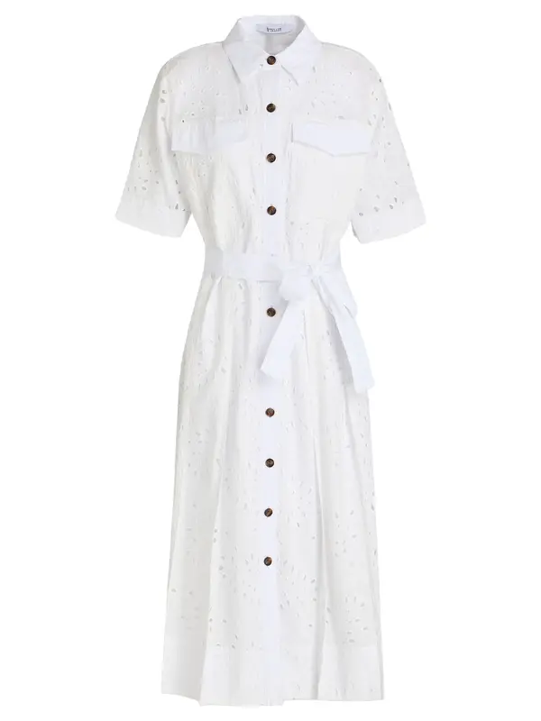 Derek Lam 10 Crosby Lincoln Broderie Anglaise Cotton Midi Dress - White