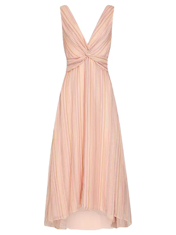 Derek Lam 10 Crosby Anna Striped Linen-silk Blend Midi Dress - Peach
