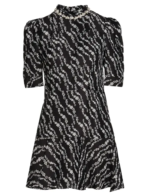 Sandro Crystal-embellished Jacquard Mini Dress - Black