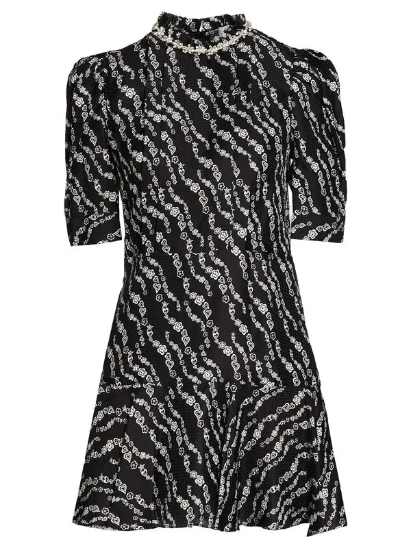 Sandro Crystal-embellished Jacquard Mini Dress - Black