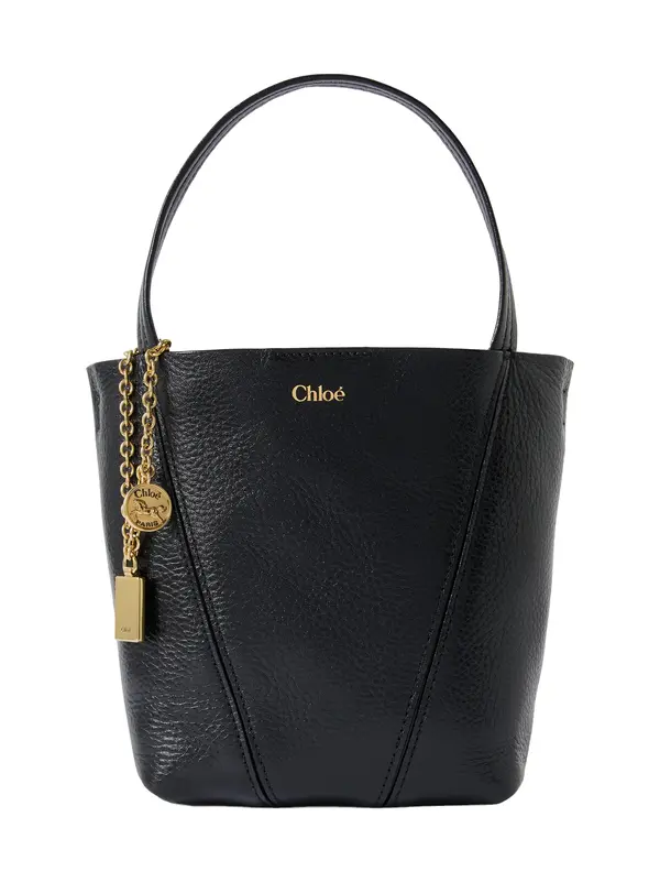 Chloé Spin Small Embellished Textured-leather Tote - Black