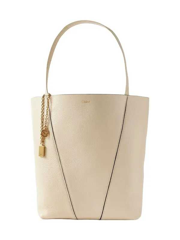 Chloé Spin Textured-leather Tote - Neutrals